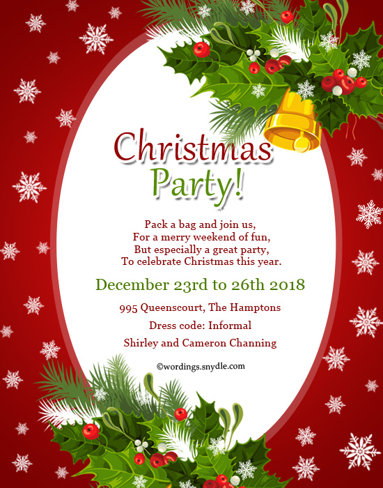 Christmas Party Invitation Wordings Wordings And Messages
