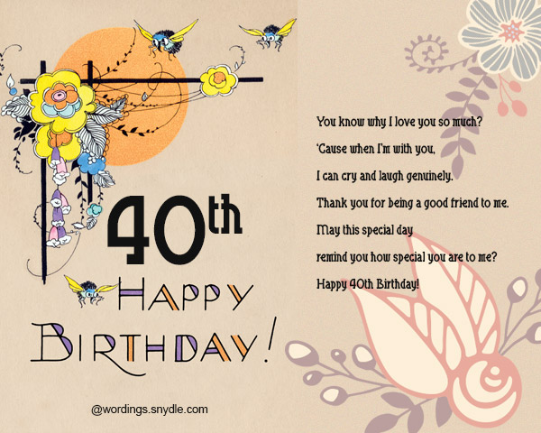 40th Birthday Wishes Messages And Card Wordings Wordings And Messages