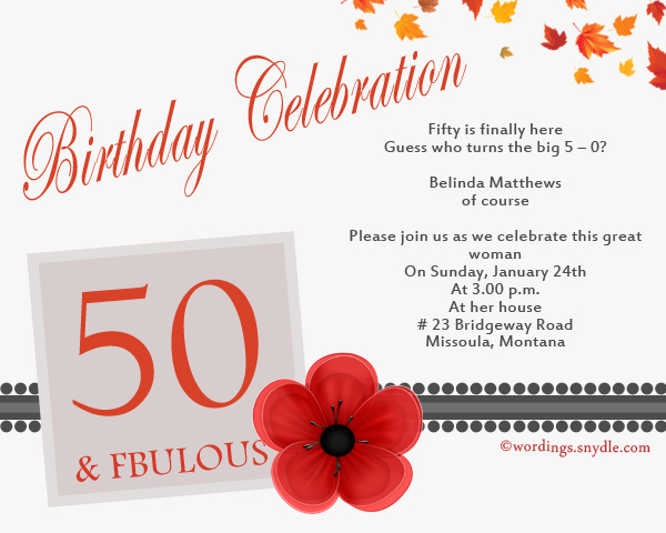 50th Birthday Invitation Wording Samples Wordings And Messages