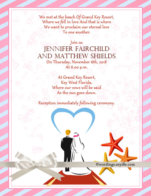 Destination Wedding Invitation Wording Samples Wordings And Messages