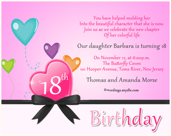  18th Birthday Party Invitation Wording Wordings And Messages