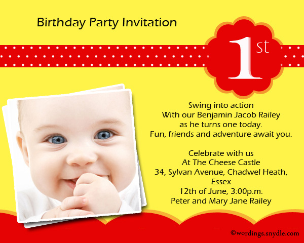 1st Birthday Party Invitation Wording Wordings And Messages