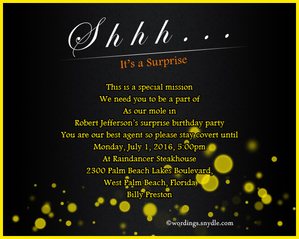 Surprise Birthday Party Invitation Wording Wordings And Messages