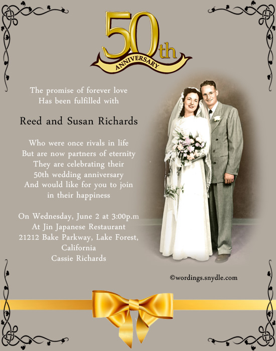50th Wedding Anniversary Party Invitation Wording Wordings And Messages