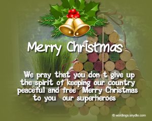Merry Christmas Wishes for Soldiers – Wordings and Messages